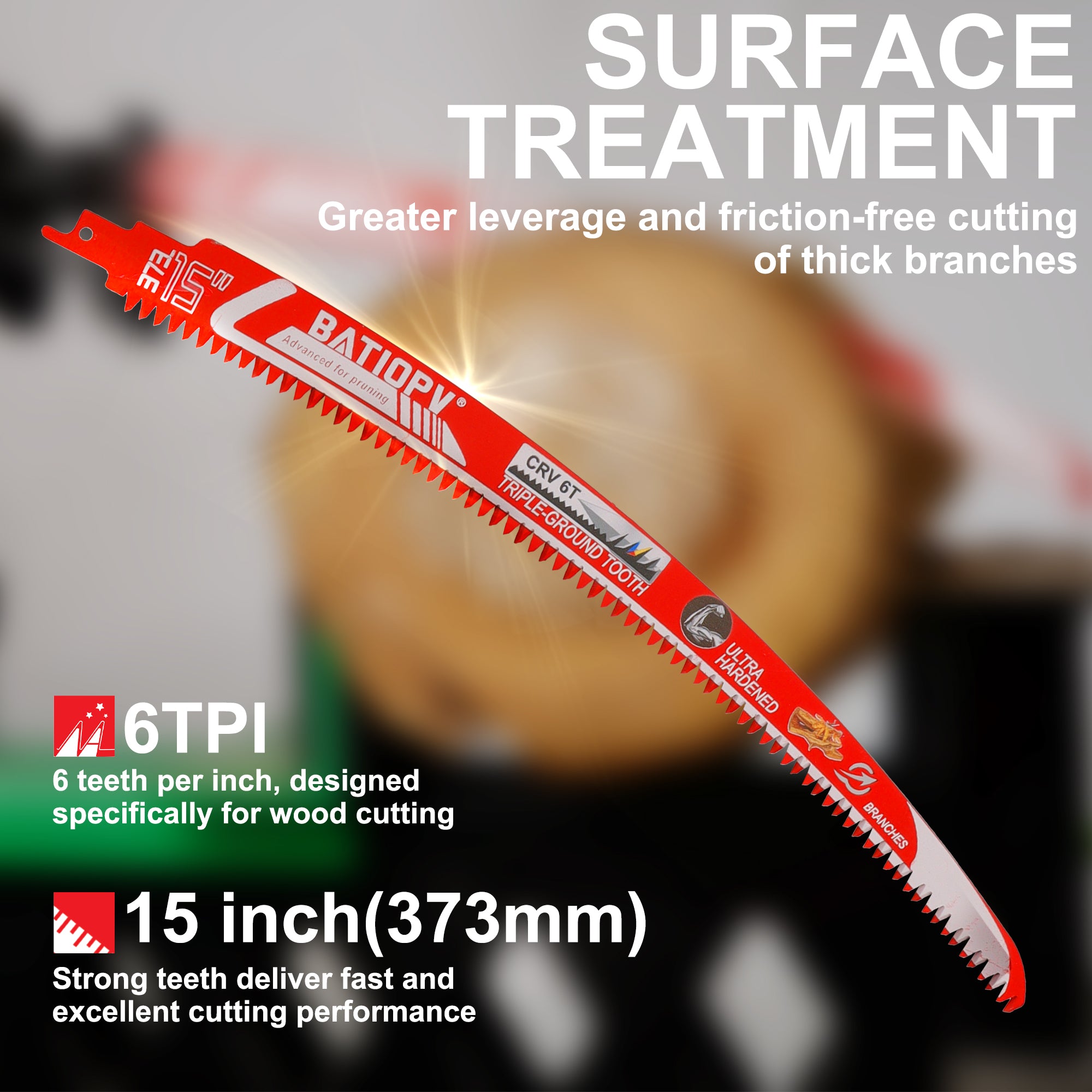 BATIOPV Pruning Reciprocating Saw Blades | CR‑V Steel, 6 TPI, Triple ...